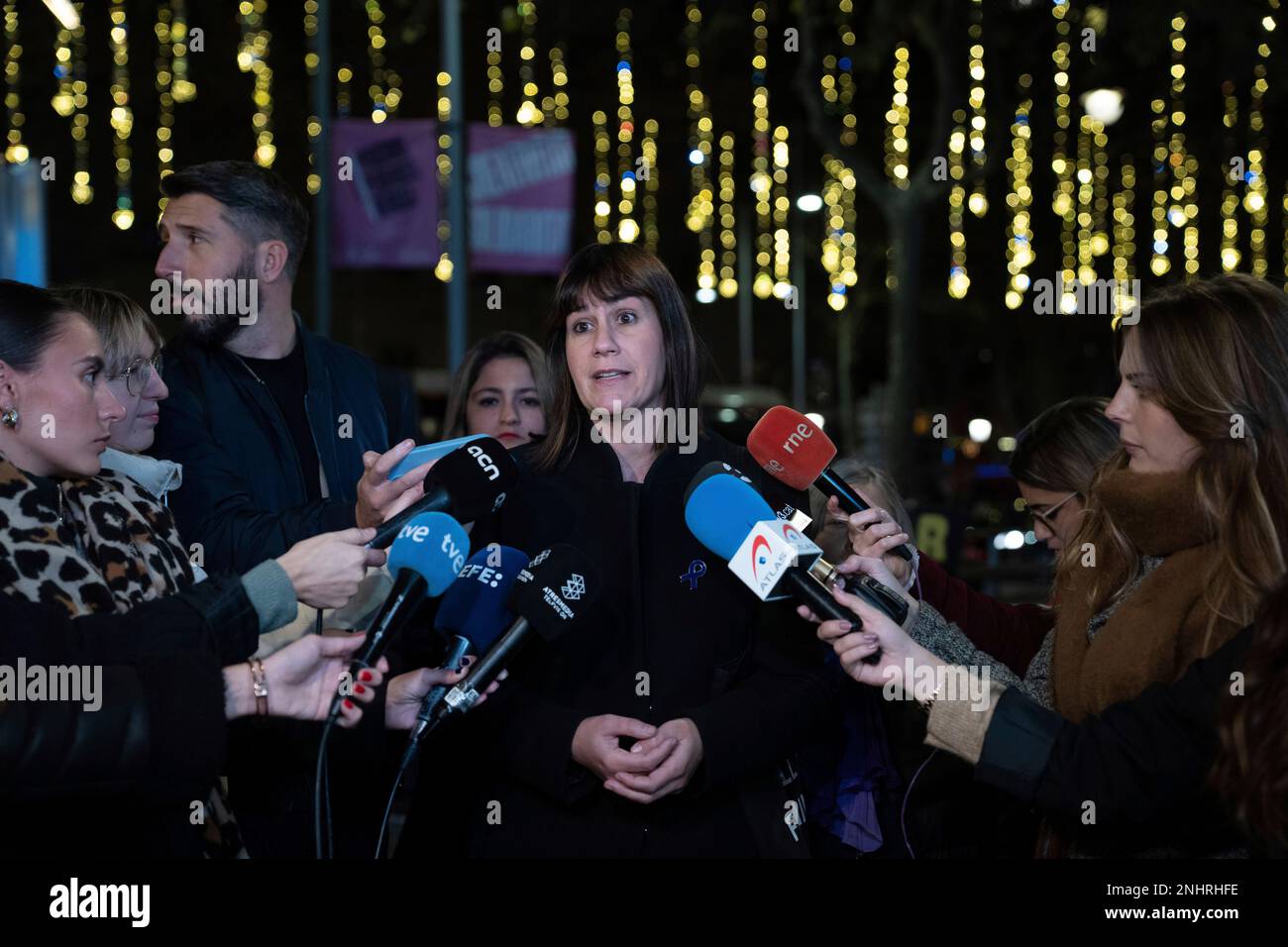 The second secretary of the Bureau of the Parliament, Aurora Madaula, attends the media before ...