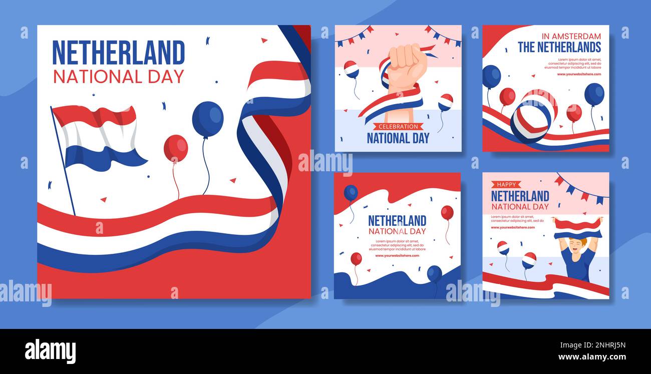 Happy Netherlands National Day Social Media Post Flat Cartoon Hand ...