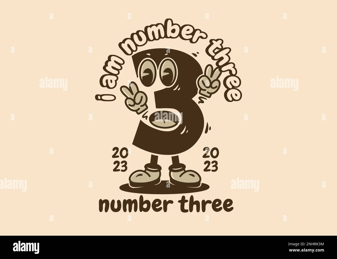 Standing number three mascot character illustration design Stock Vector ...