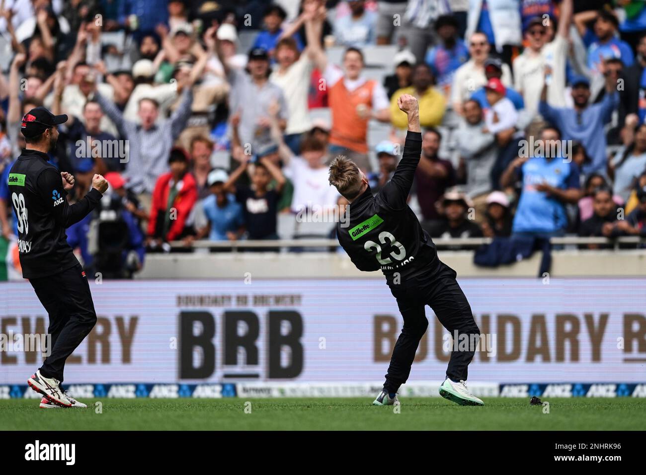 New Zealand's Glenn Phillips, celebrates after catching out India's ...