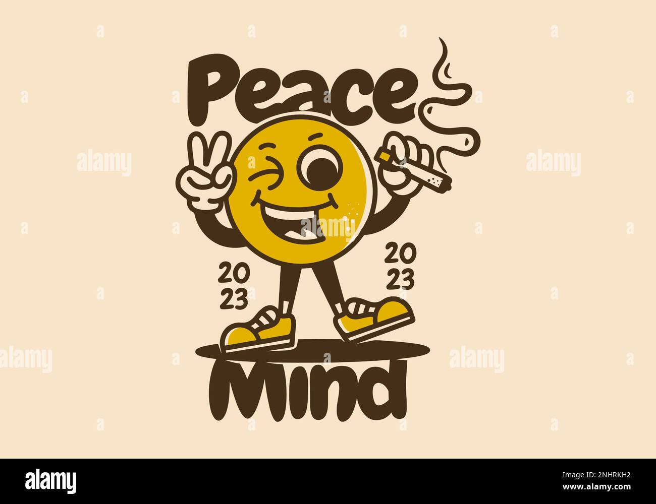 Head ball mascot character holding a cigarette with smiling face Stock ...