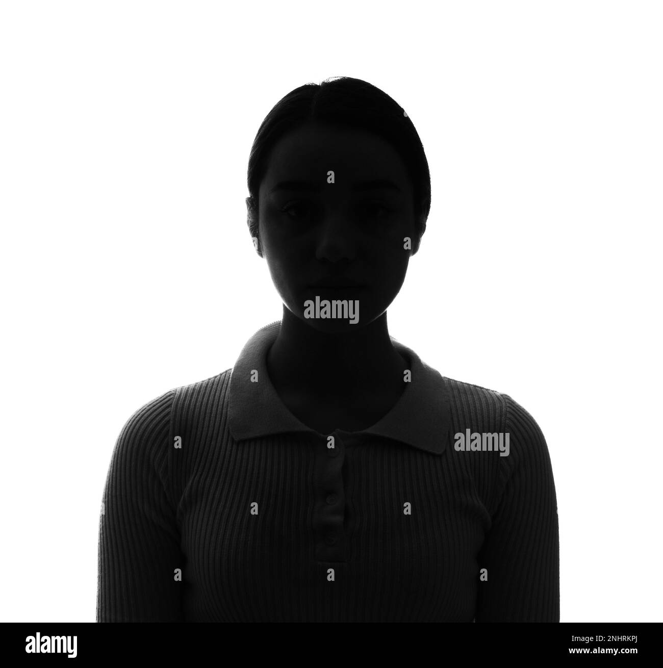 Silhouette of anonymous woman on white background Stock Photo - Alamy