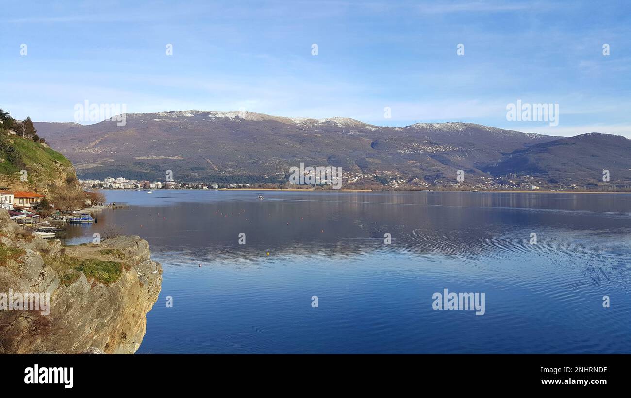 lake ohrid and city of ohrid, macedonia Stock Photo - Alamy