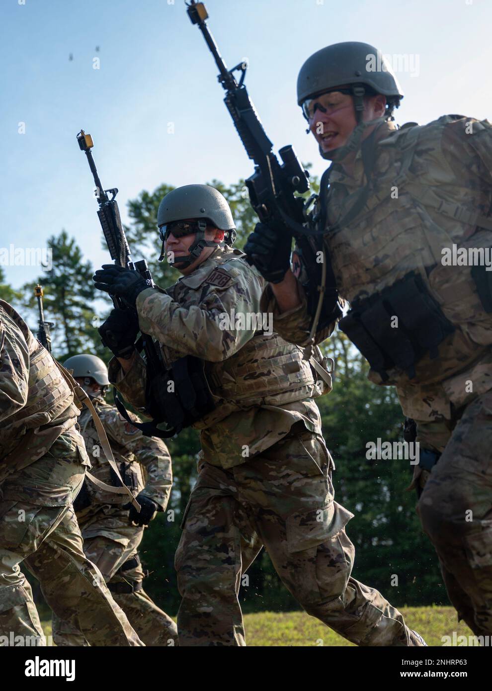 U.S. Air Force Airmen conduct movement drills during Fieldcraft Hostile ...