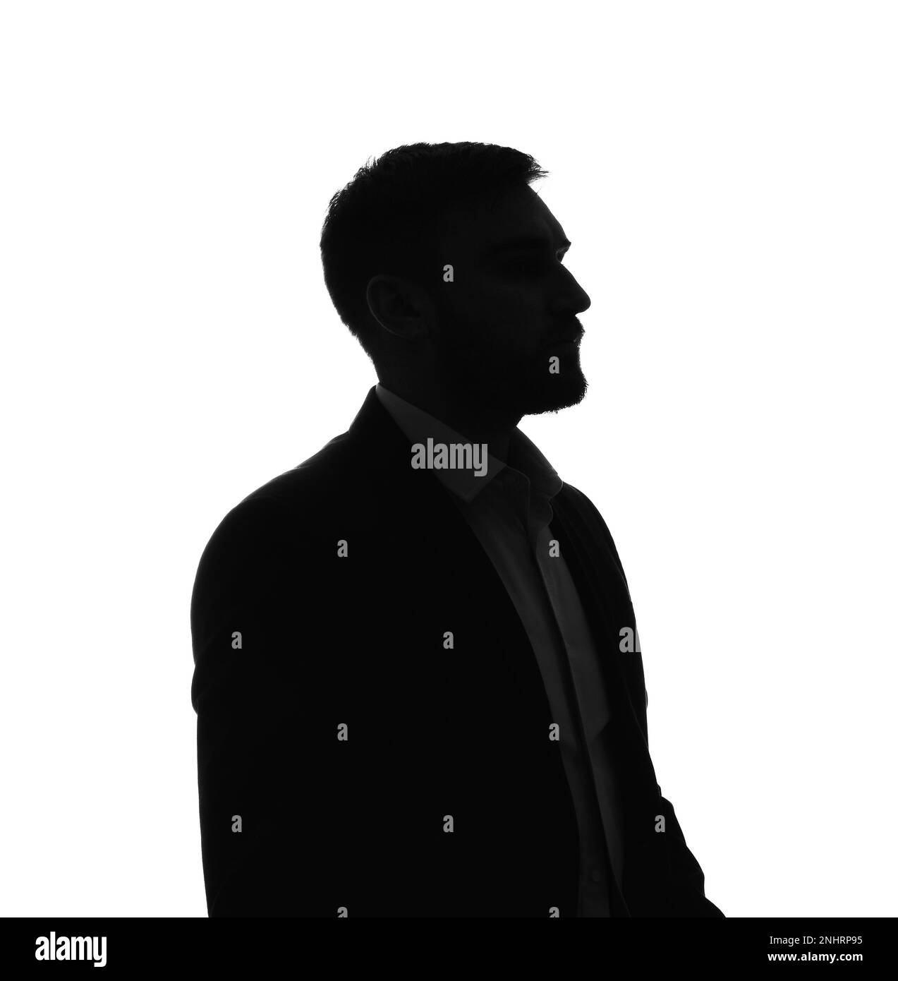 Silhouette of anonymous man on white background Stock Photo - Alamy