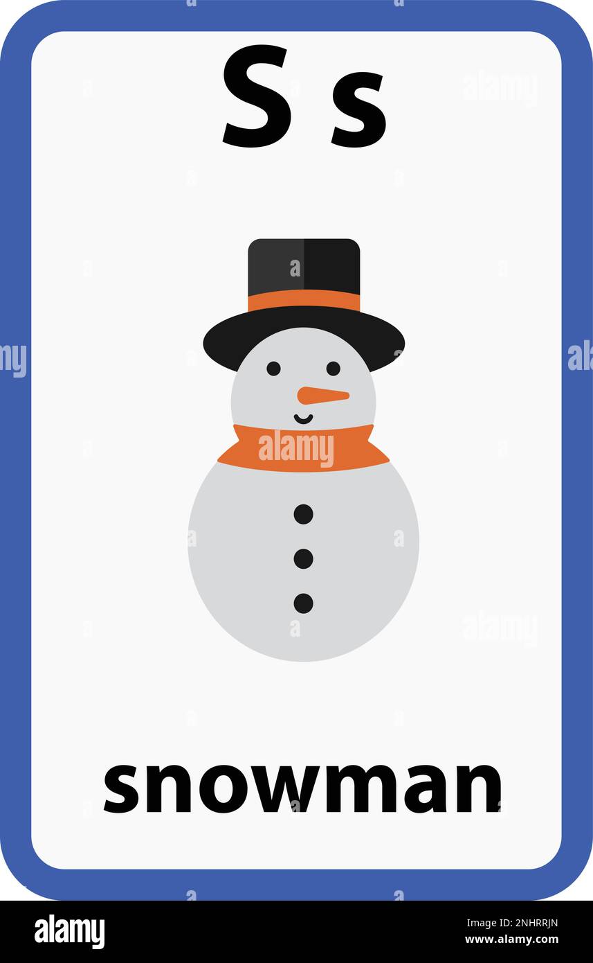 Alphabet flashcard for children with the letter s from snowman Stock ...