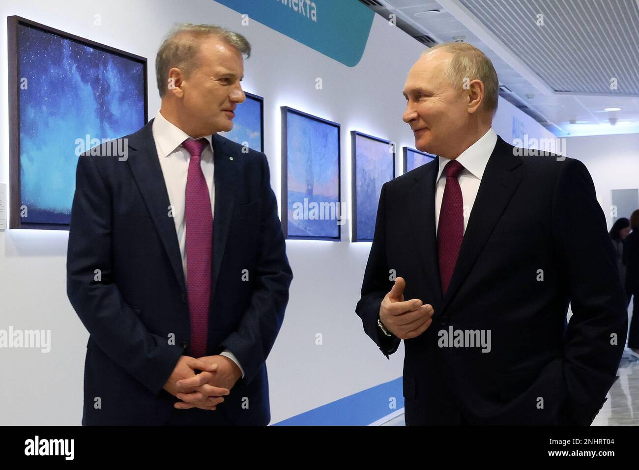 Russian President Vladimir Putin and Chief Executive of Sberbank German ...