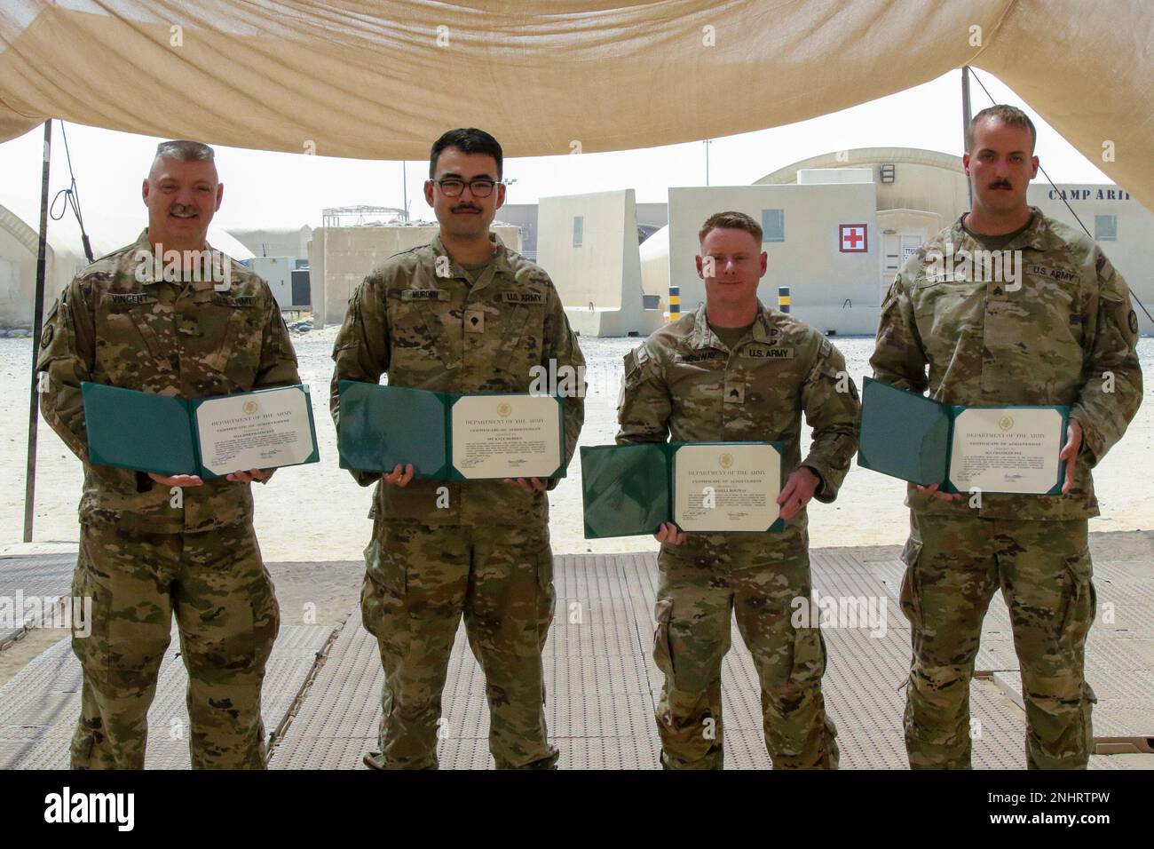 The 35th Infantry Division Medical Team receives certificates of ...