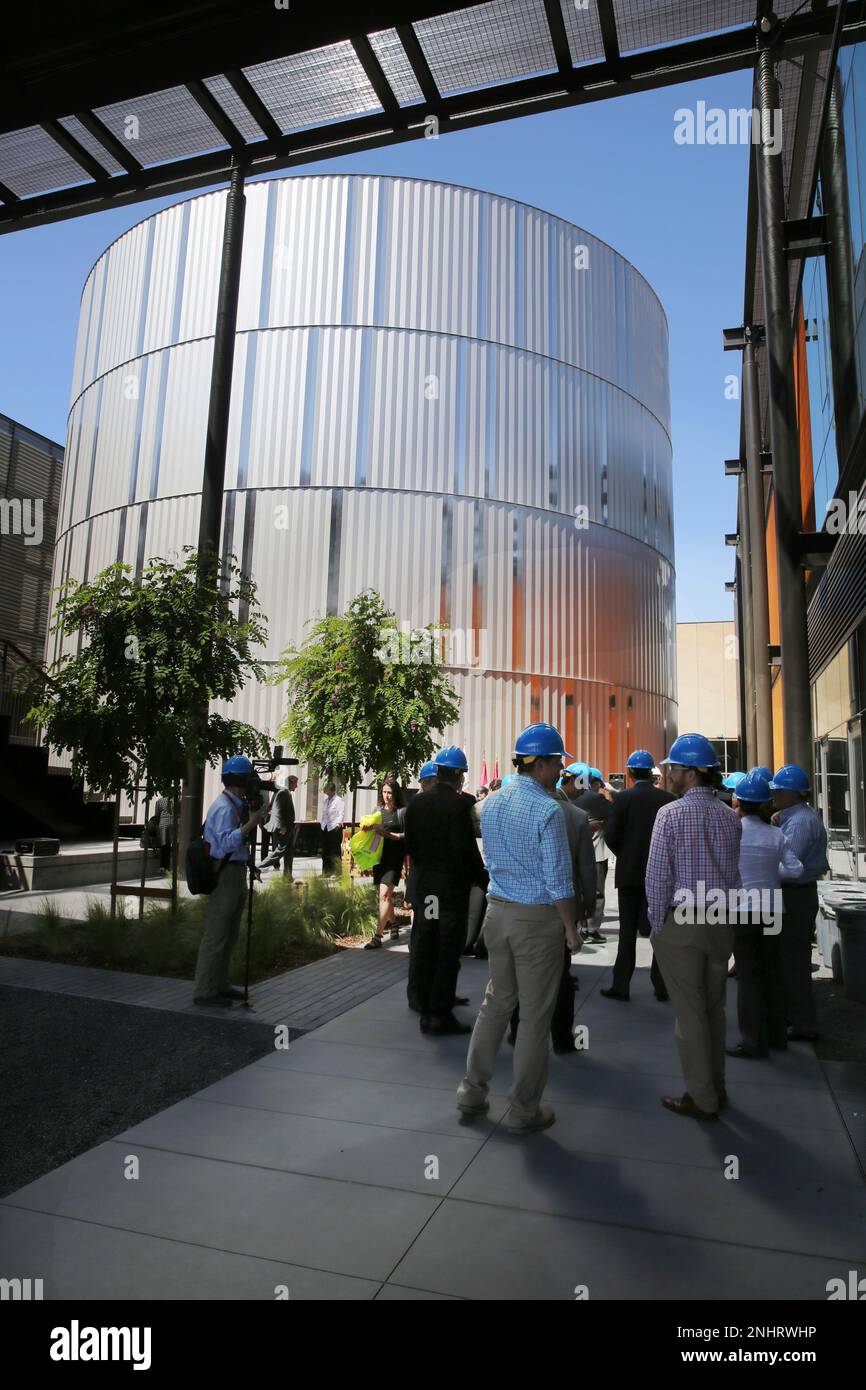 A view of the hot water storage tank which holds 2.3 million gallons of ...