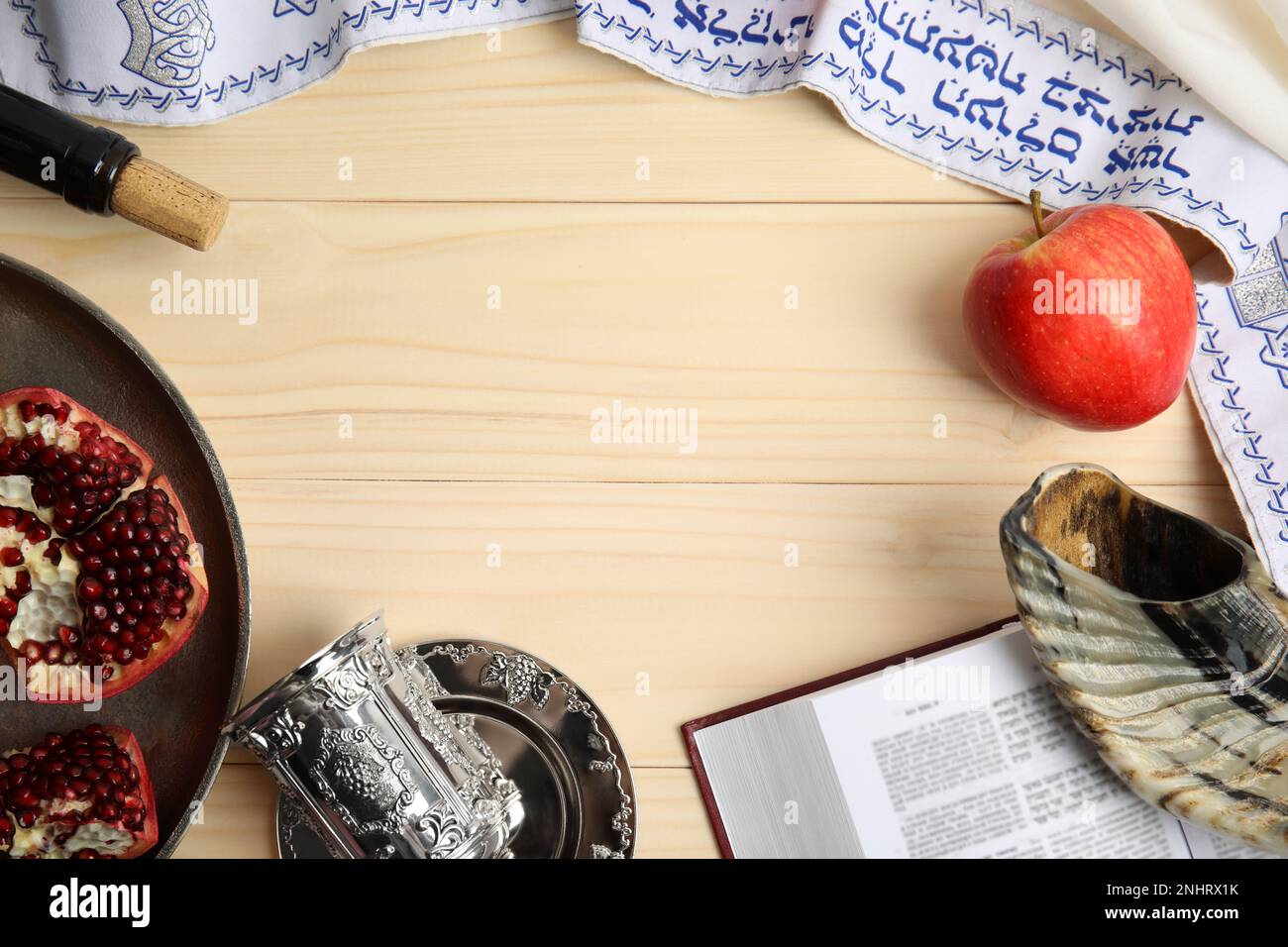 Frame of Rosh Hashanah holiday attributes with words Blessed Are You ...