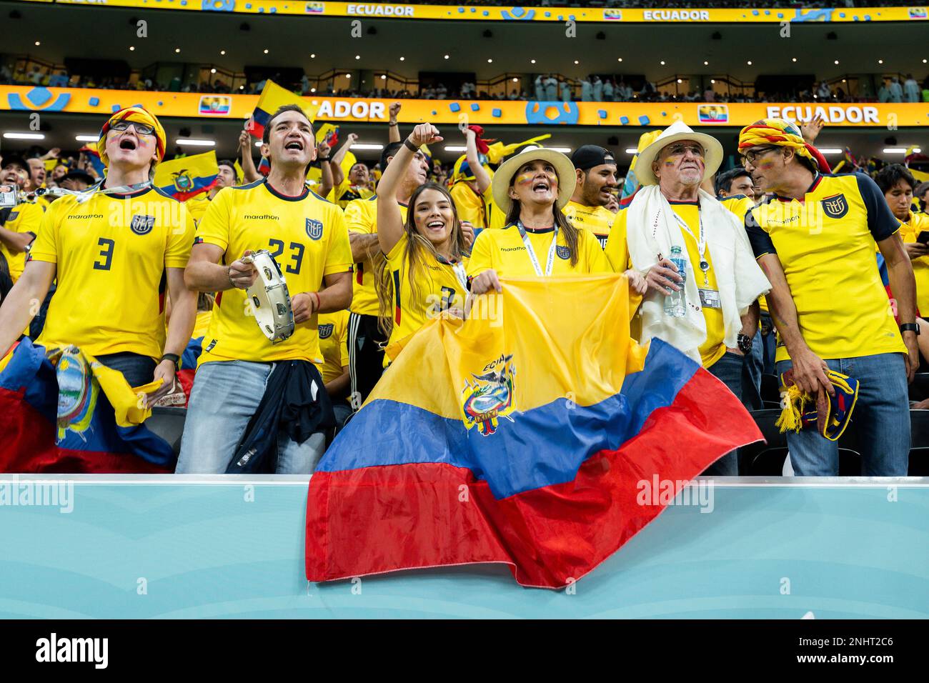 AL KHOR, QATAR - NOVEMBER 20: Ecuador fans cheer during the opening ...