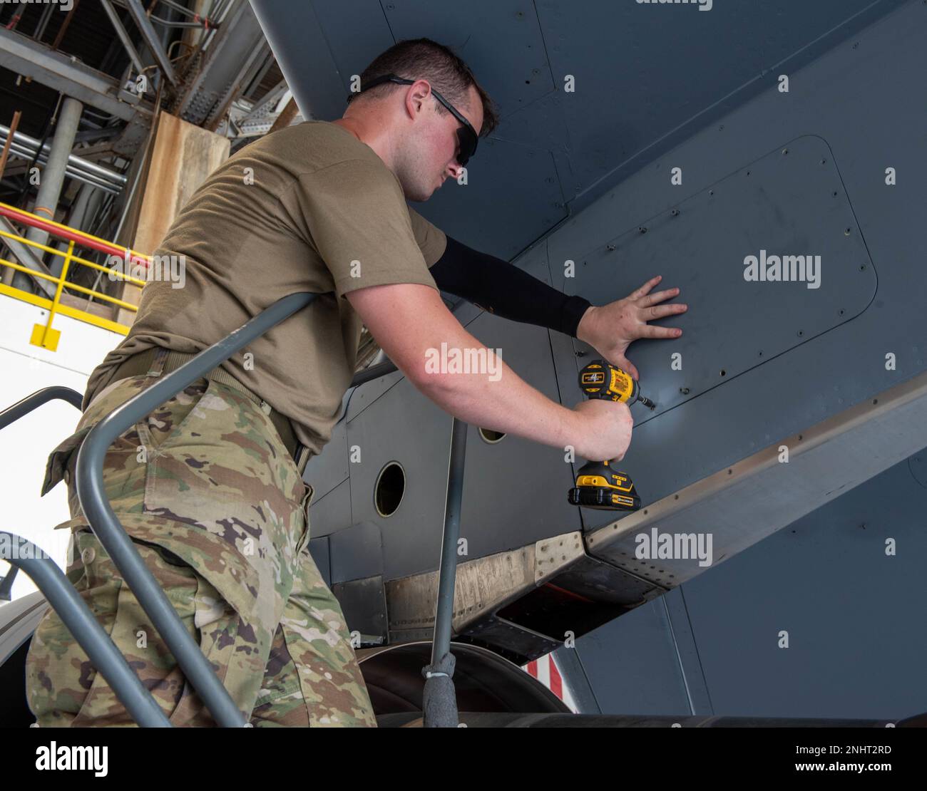 U.S Air Force Staff Sgt. Gavin Ball is confirming a KC-135 Stratotanker ...
