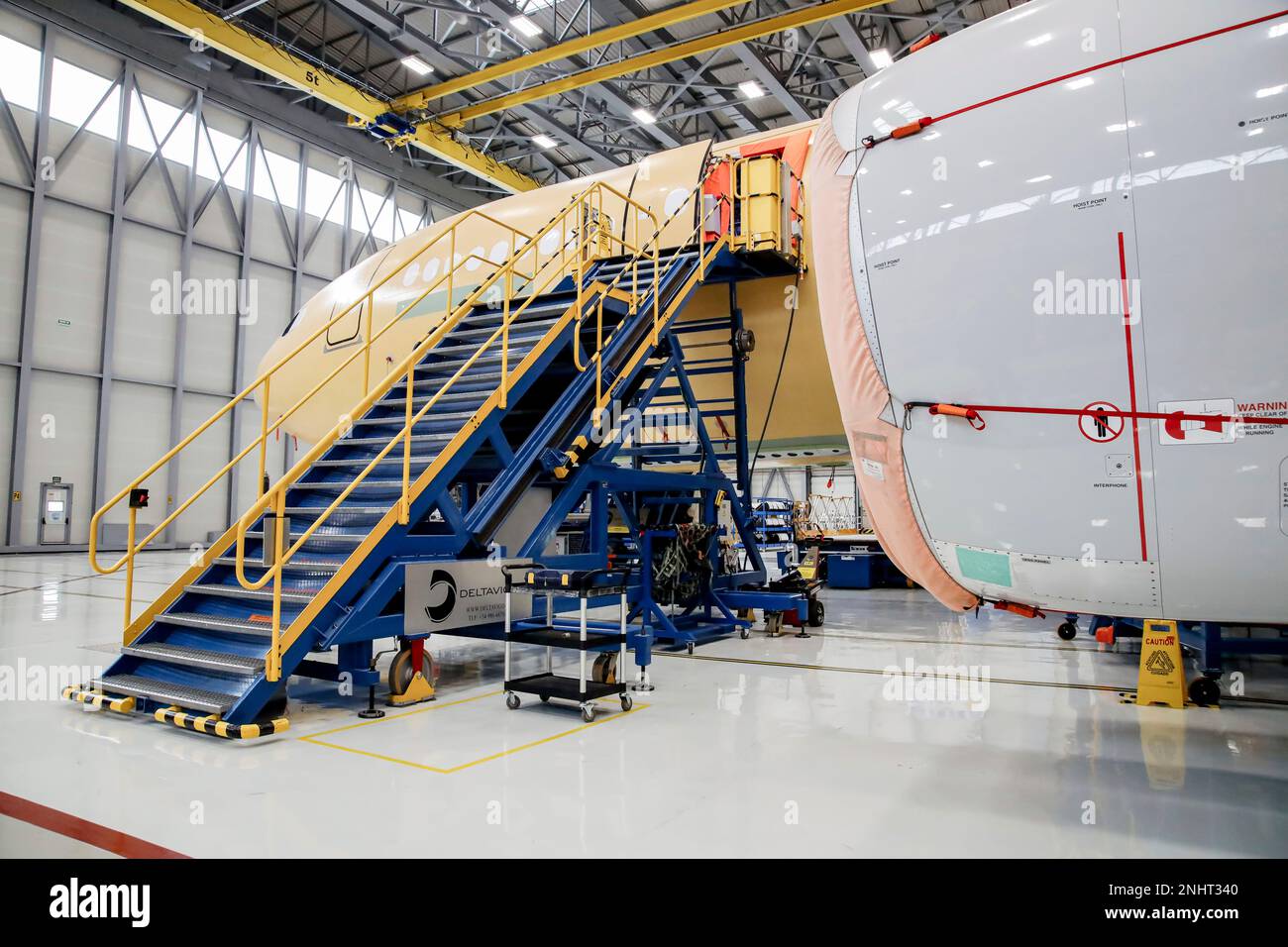 View of the structure of an aircraft at the Airbus campus in Getafe ...