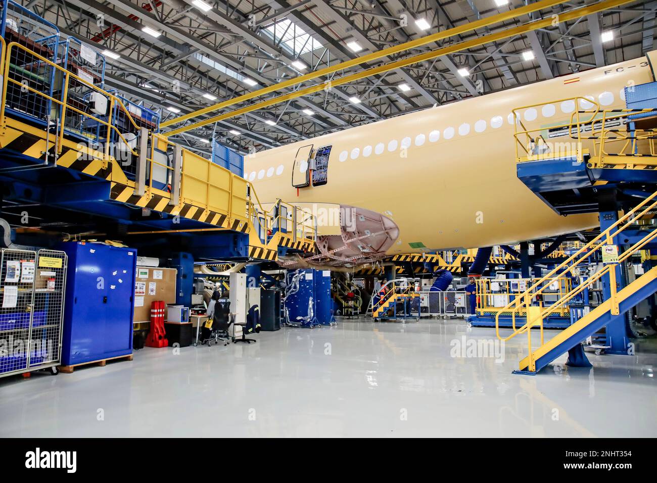 View of the structure of an aircraft at the Airbus campus in Getafe ...