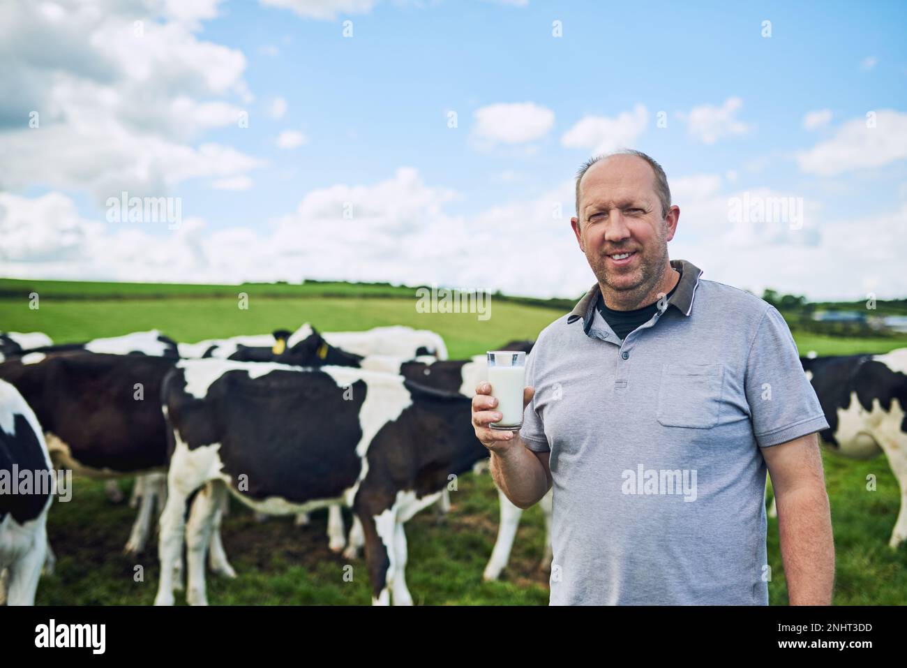 The best cows make the best milk. Cropped portrait of a male farmer ...