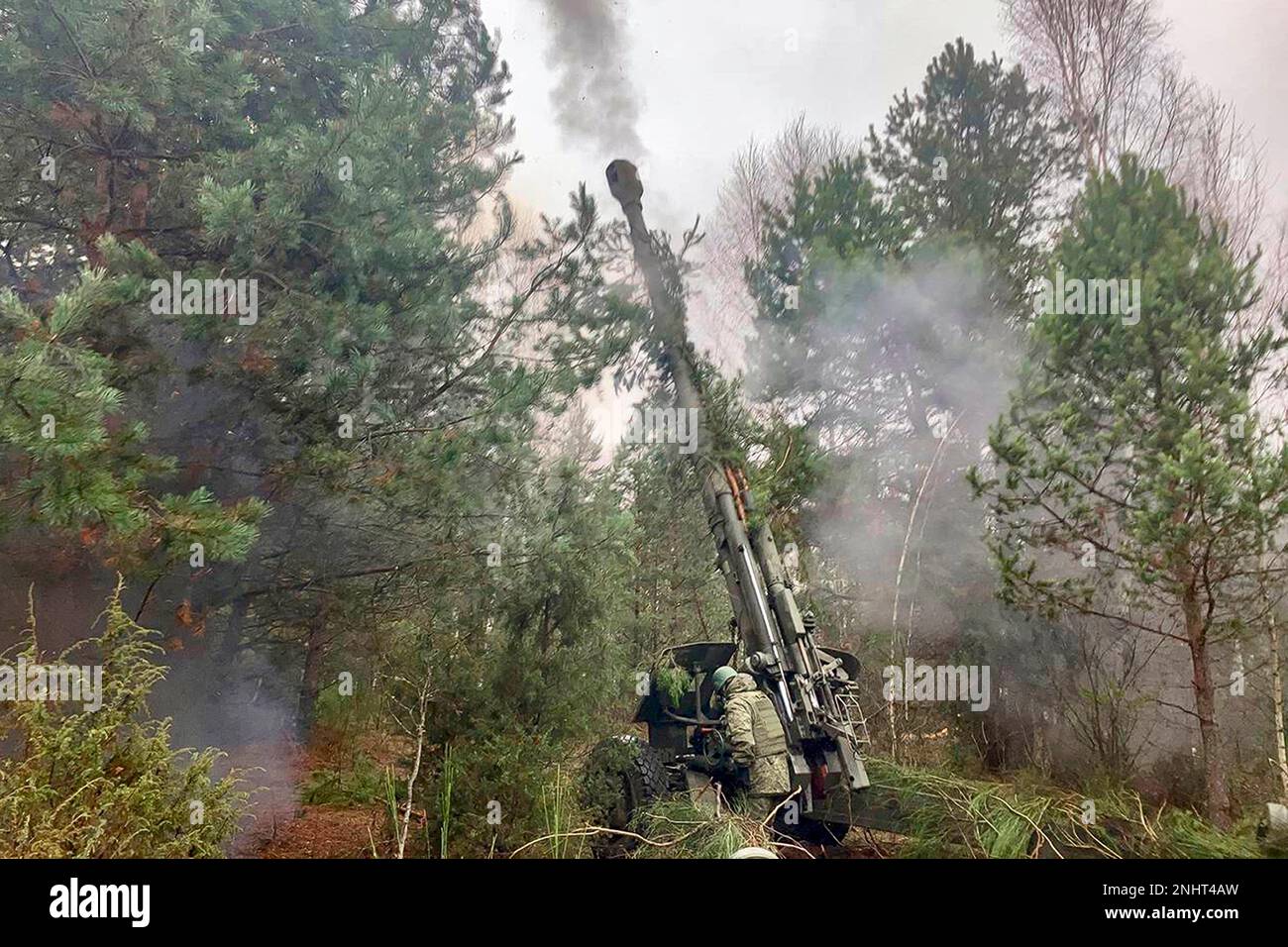 In this handout photo taken and released by Russian Defense Ministry ...