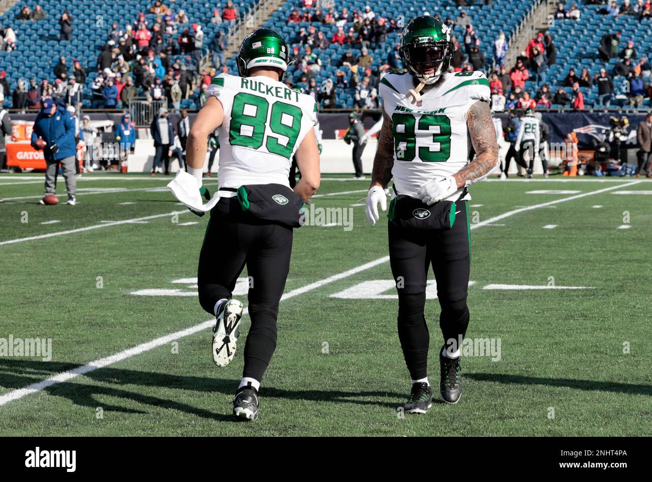 FOXBOROUGH, MA - NOVEMBER 20: New York Jets tight ends Jeremy Ruckert ...