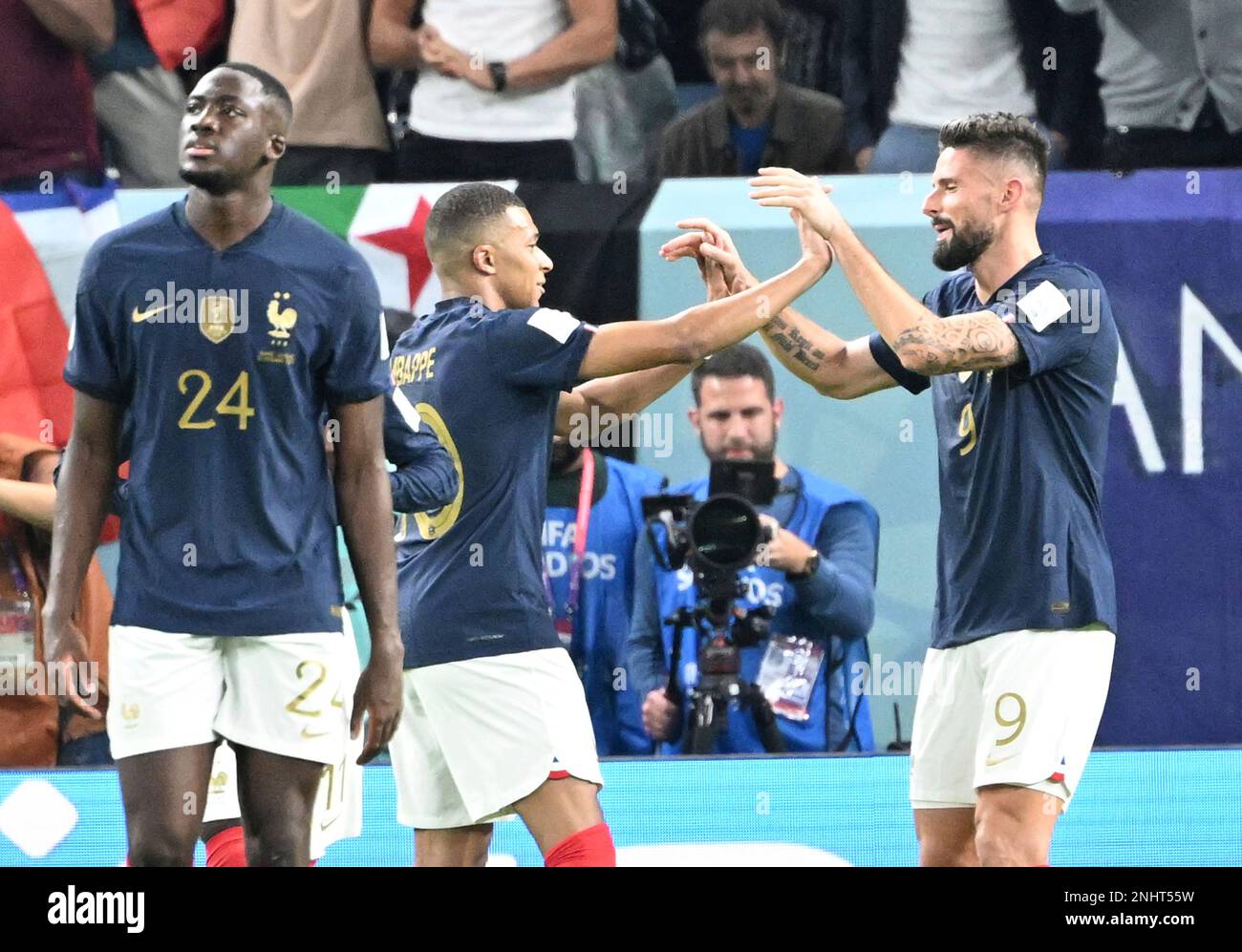 France's Olivier Giroud reacts after scoring a team's fourth goal ...