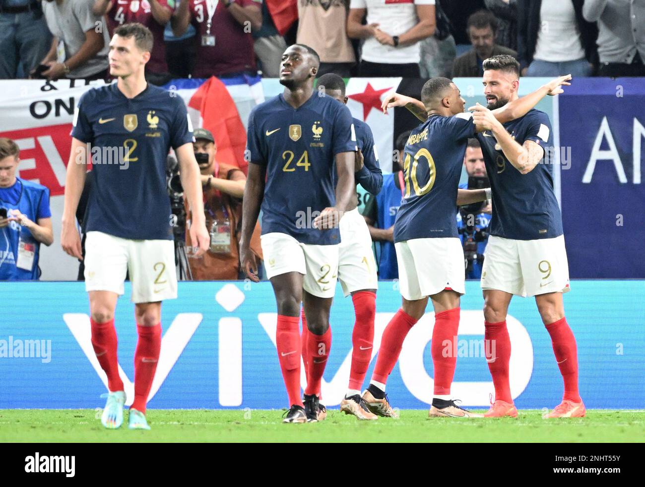 France's Olivier Giroud reacts after scoring a team's fourth goal ...