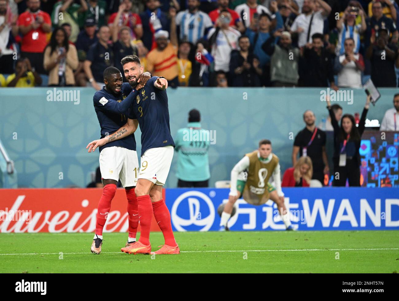 France's Olivier Giroud reacts after scoring a team's second goal ...