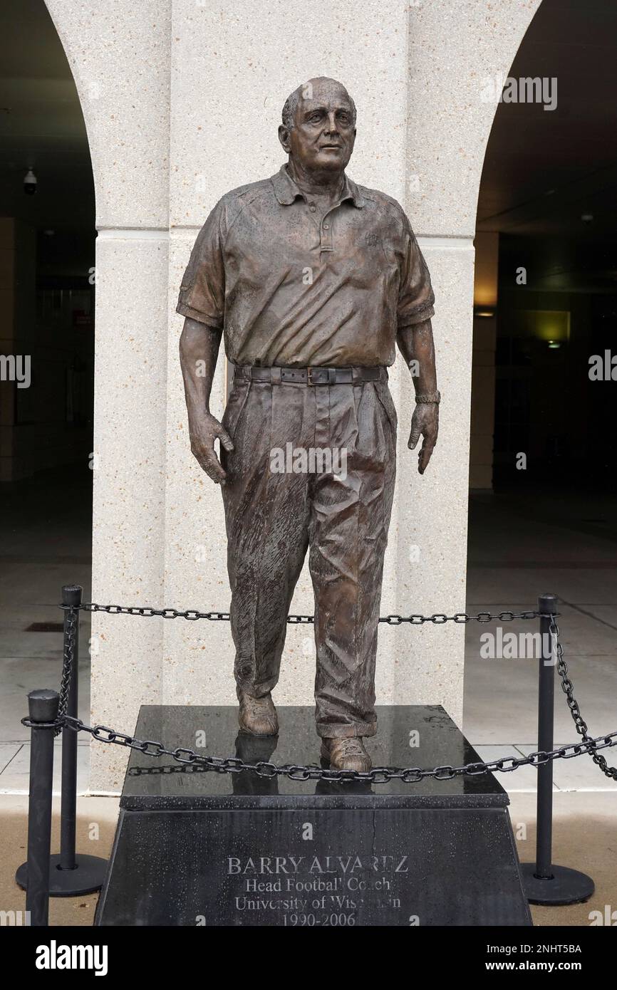 A statue of former Wisconsin Badgers football coach Barry Alvarez at ...