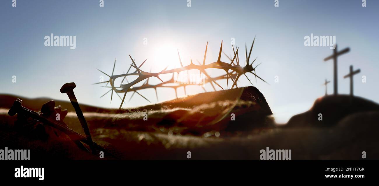 The sacrifice of Jesus Christ on the cross and suffering, the hill of ...