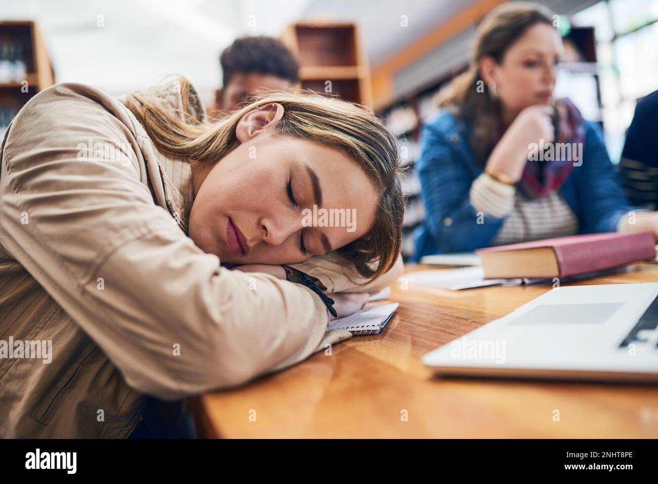 Taking a break is just as important. a university student falling ...