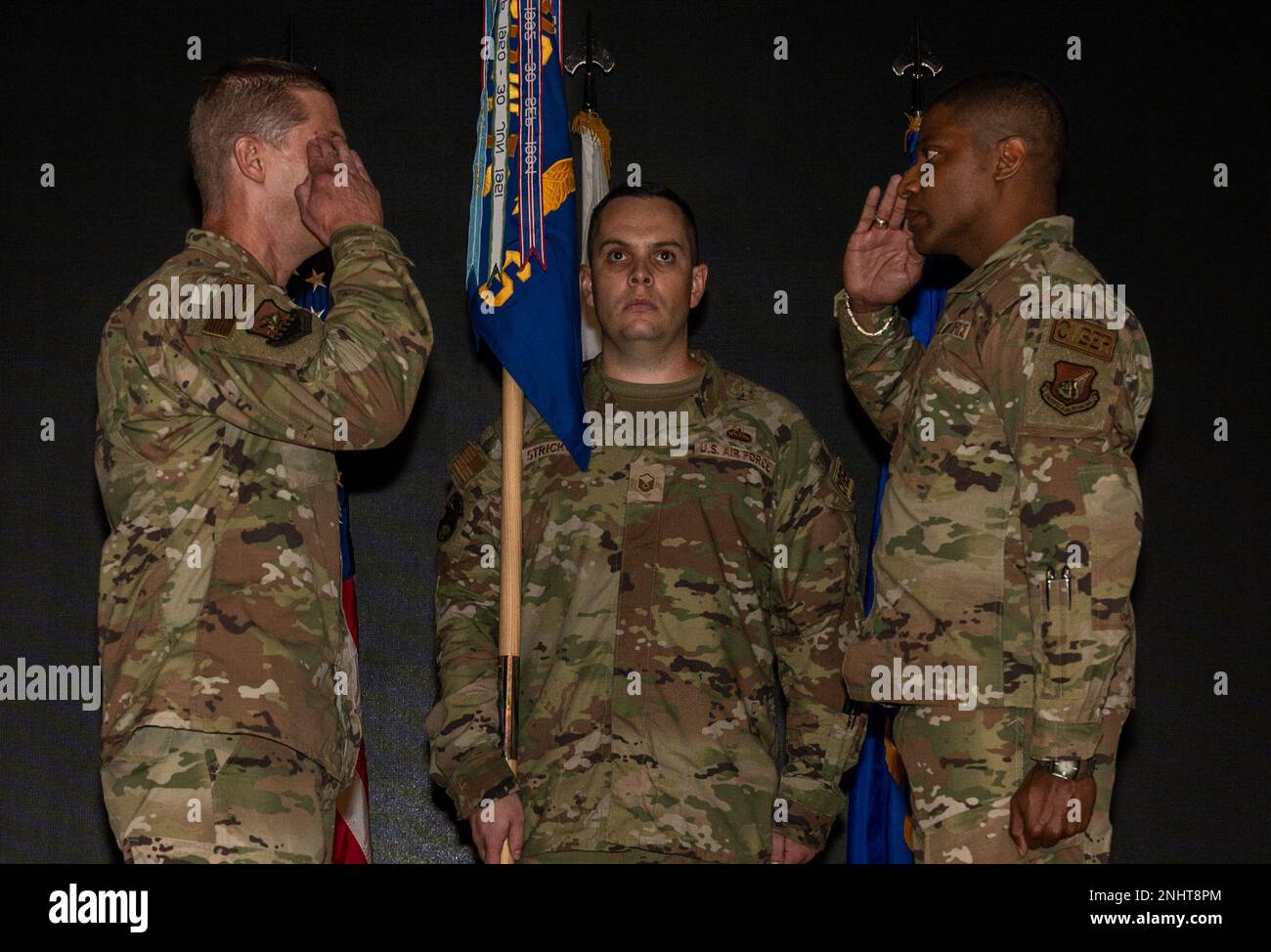 Col. Kyle Grygo, 51st Mission Support Group commander, receives a ...