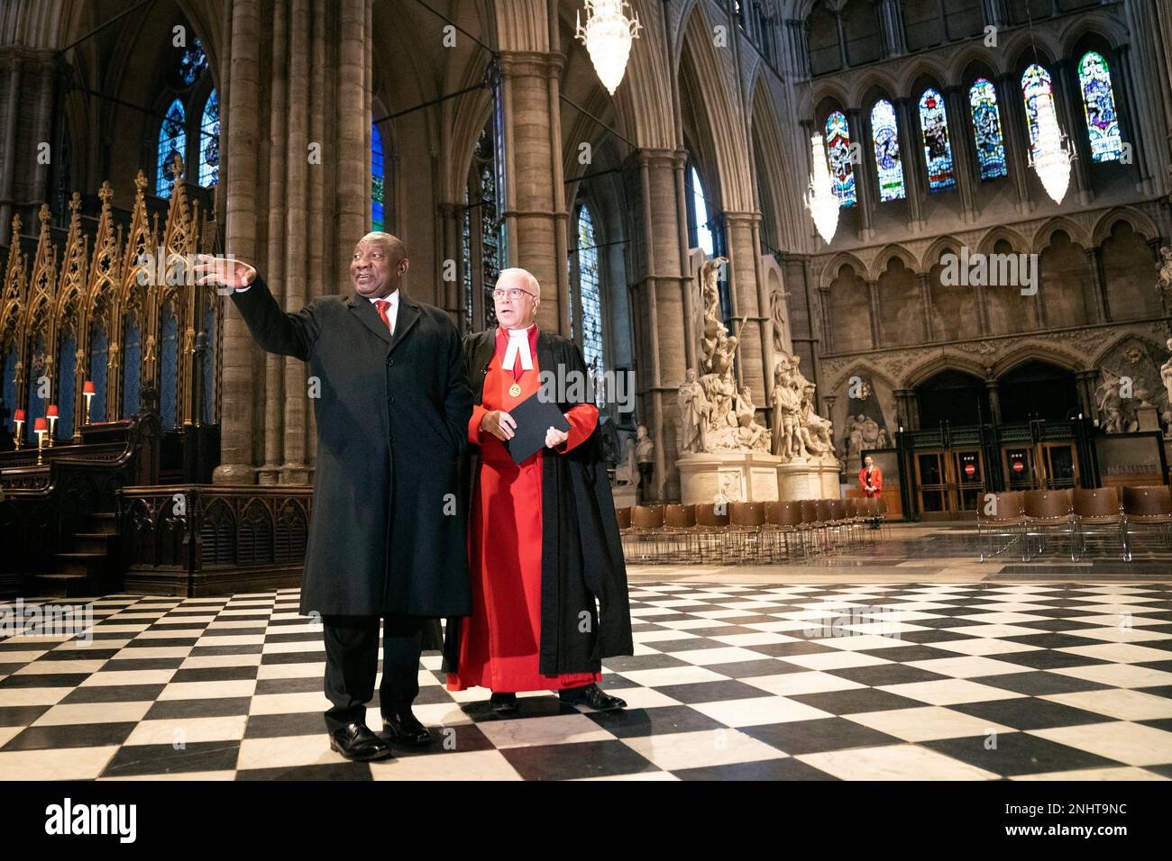 South African President Cyril Ramaphosa, left, visits Westminster Abbey ...