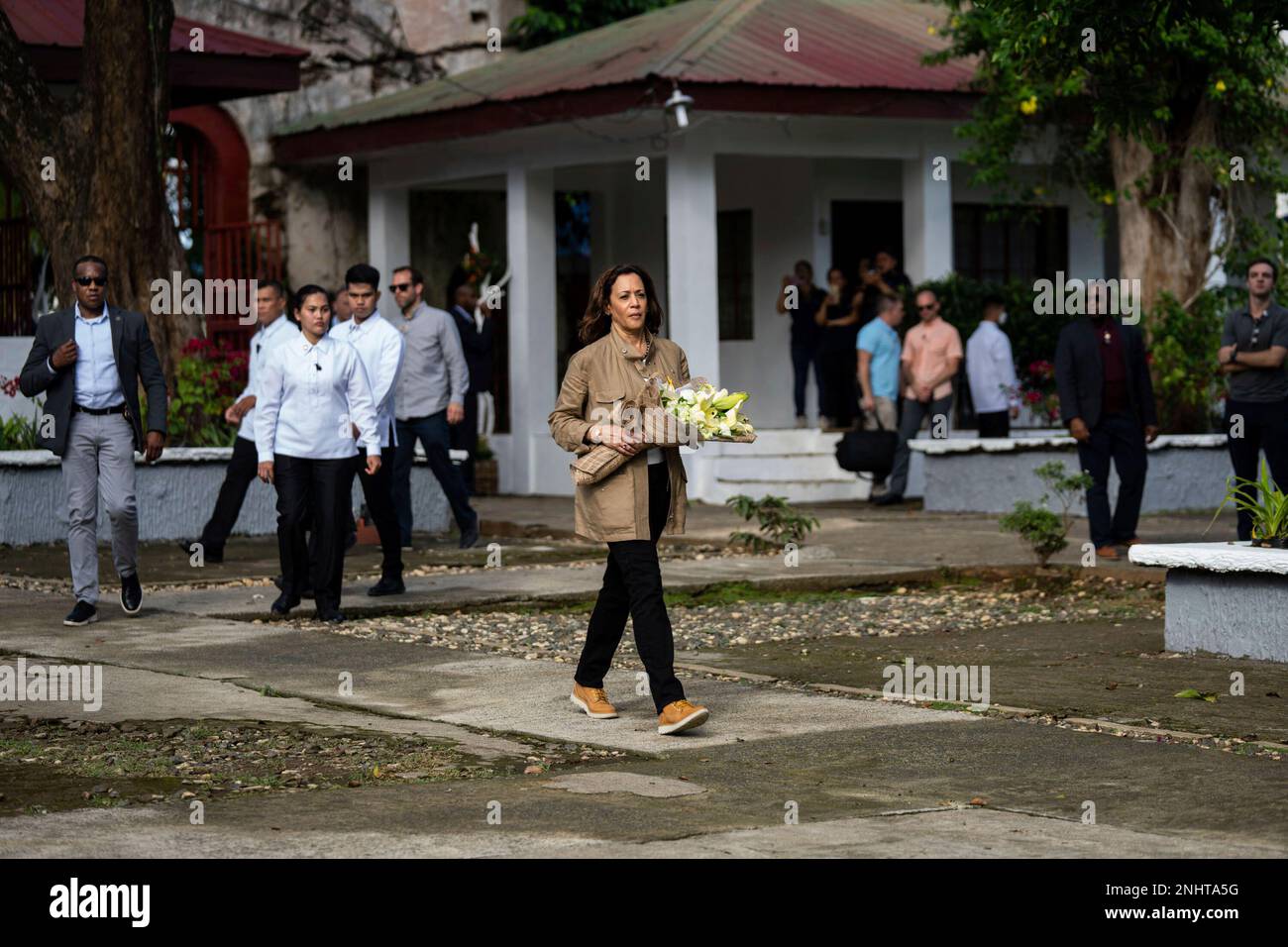Vice President Kamala Harris stops by Plaza Cuartel, a restored Spanish ...