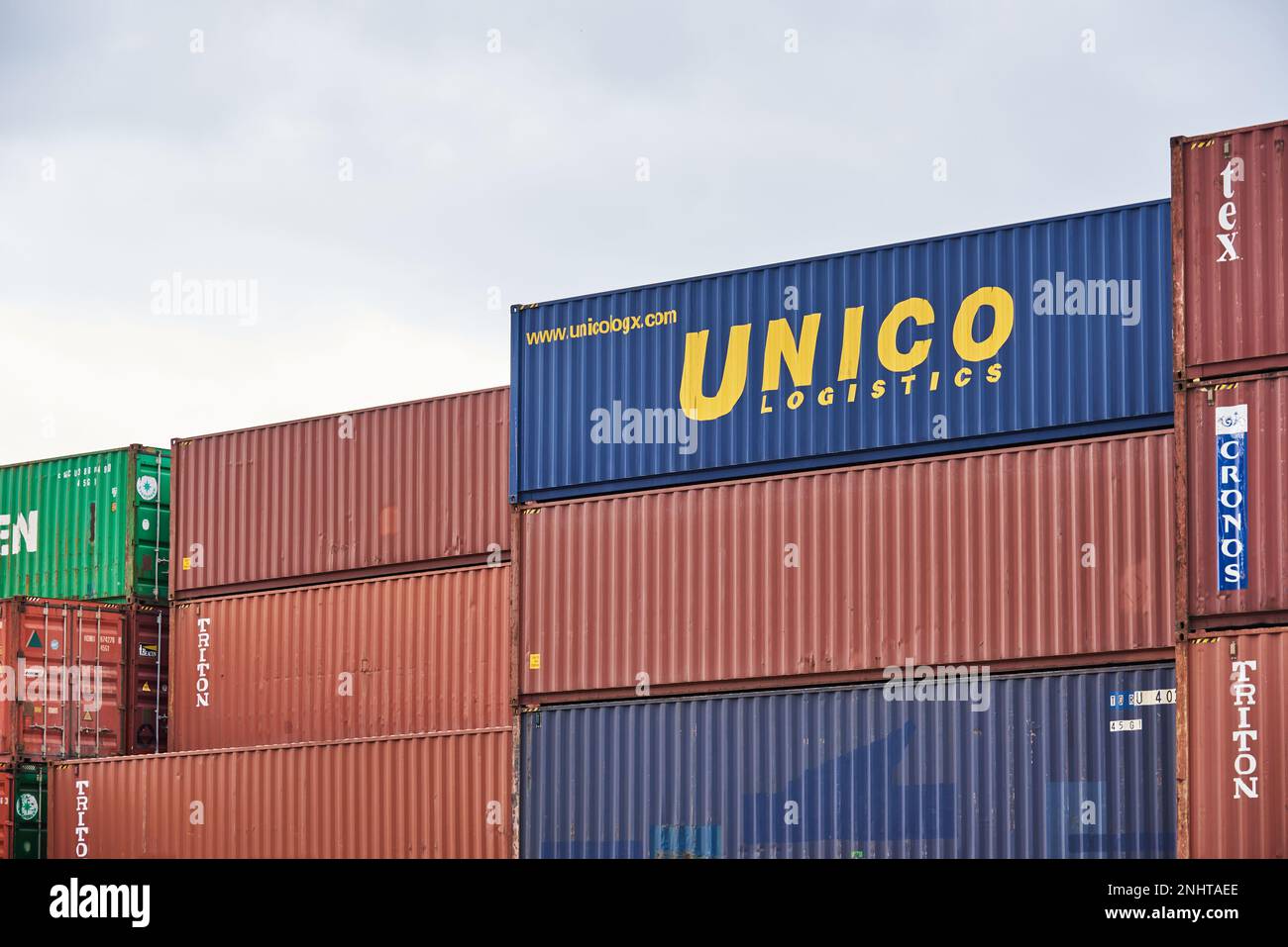 Container terminal in the Port of Busan largest harbor in South Korea ...