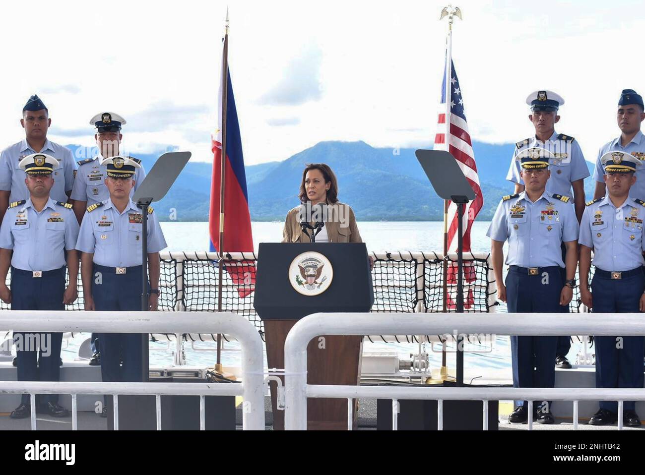 In this photo provided by the Philippine Coast Guard, U.S. Vice ...