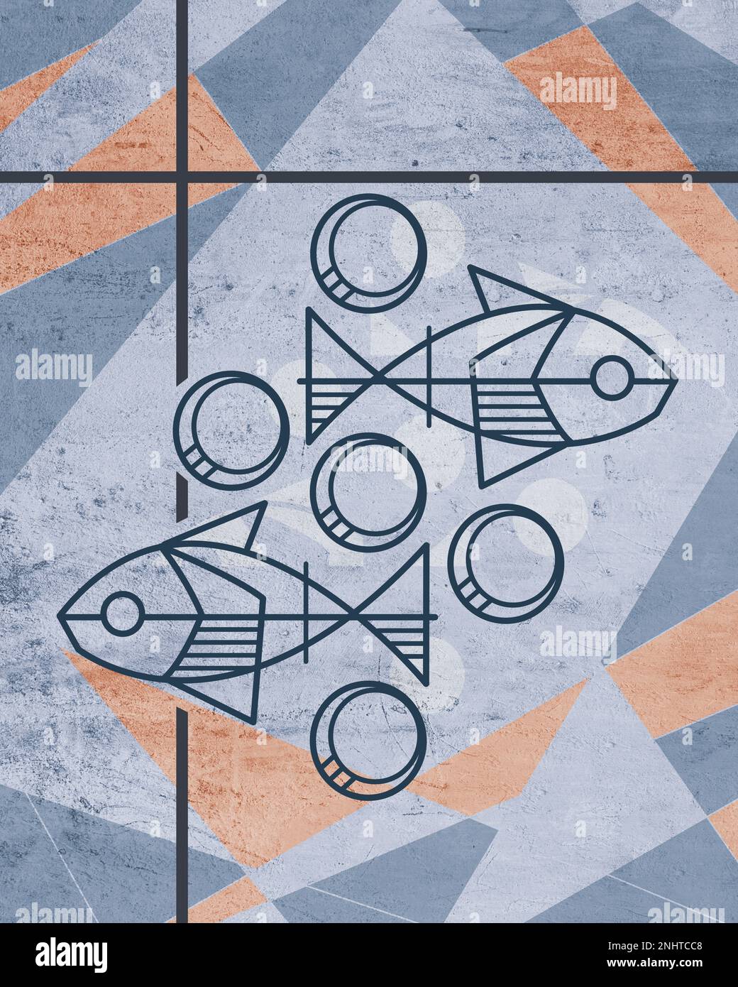 Hand drawn illustration or drawing of Loaves and Fishes Stock Photo - Alamy