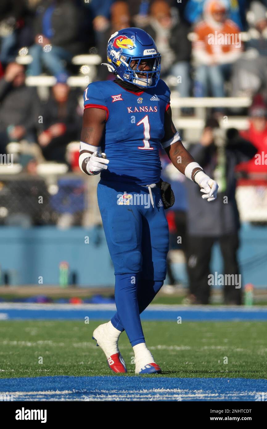 LAWRENCE, KS - NOVEMBER 19: Kansas Jayhawks safety Kenny Logan Jr. (1 ...