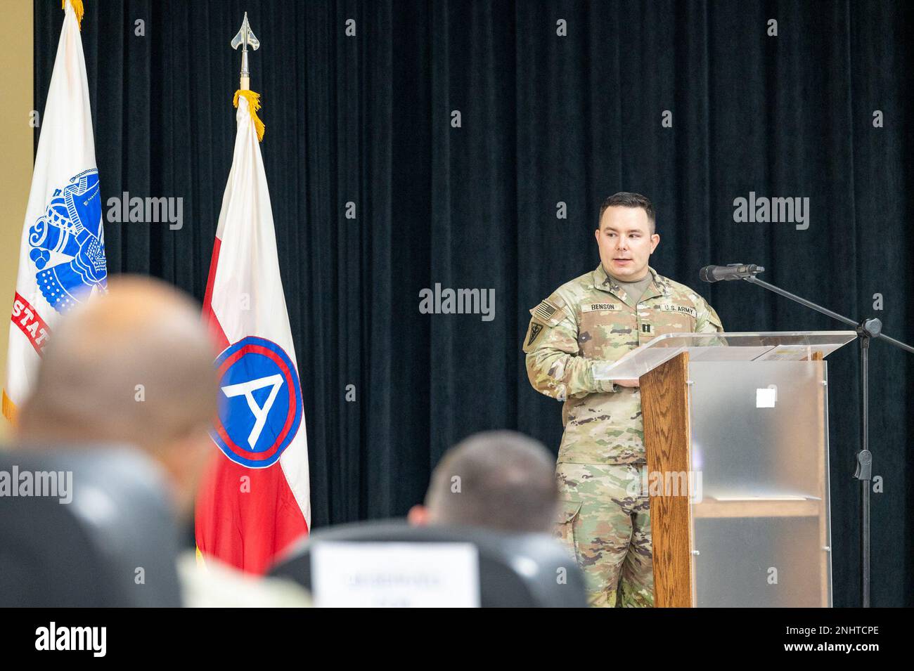 Capt. Richard A. Benson, outgoing company commander of Forward Company ...
