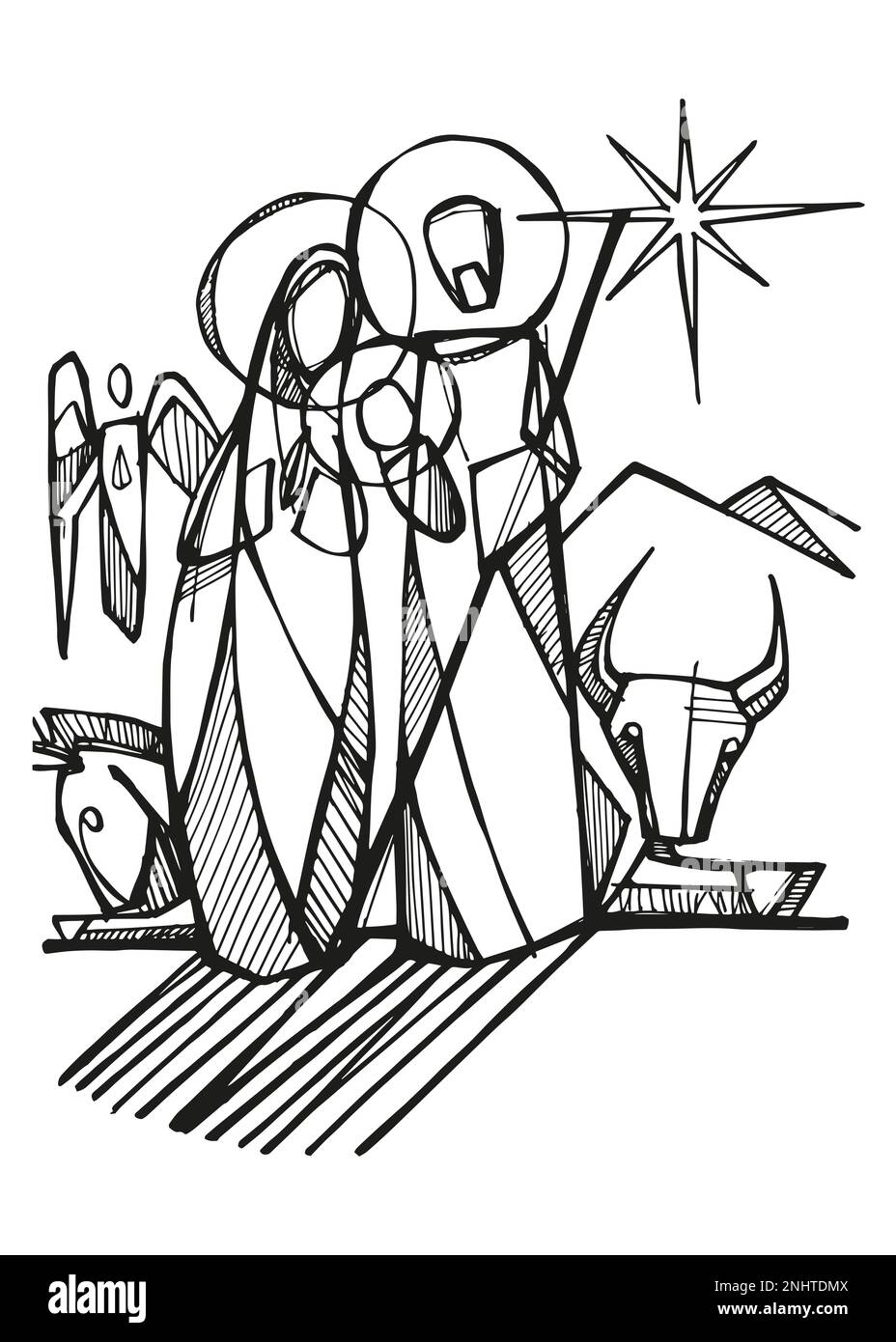 Hand drawn vector illustration or drawing of Christmas Stock Photo - Alamy