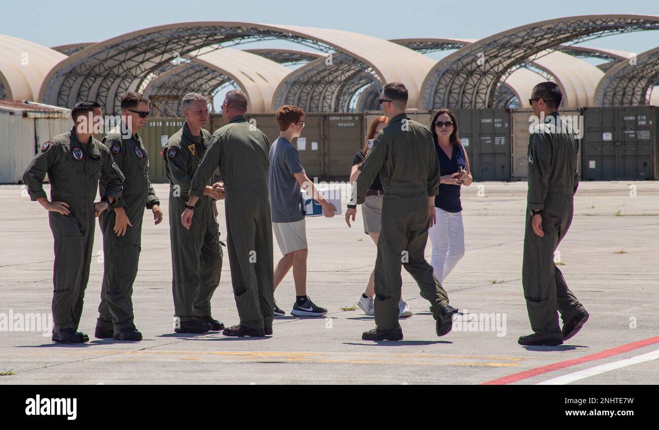 U.S. Marine Corps Col. Mikel Huber (center left), Marine Corps Air ...