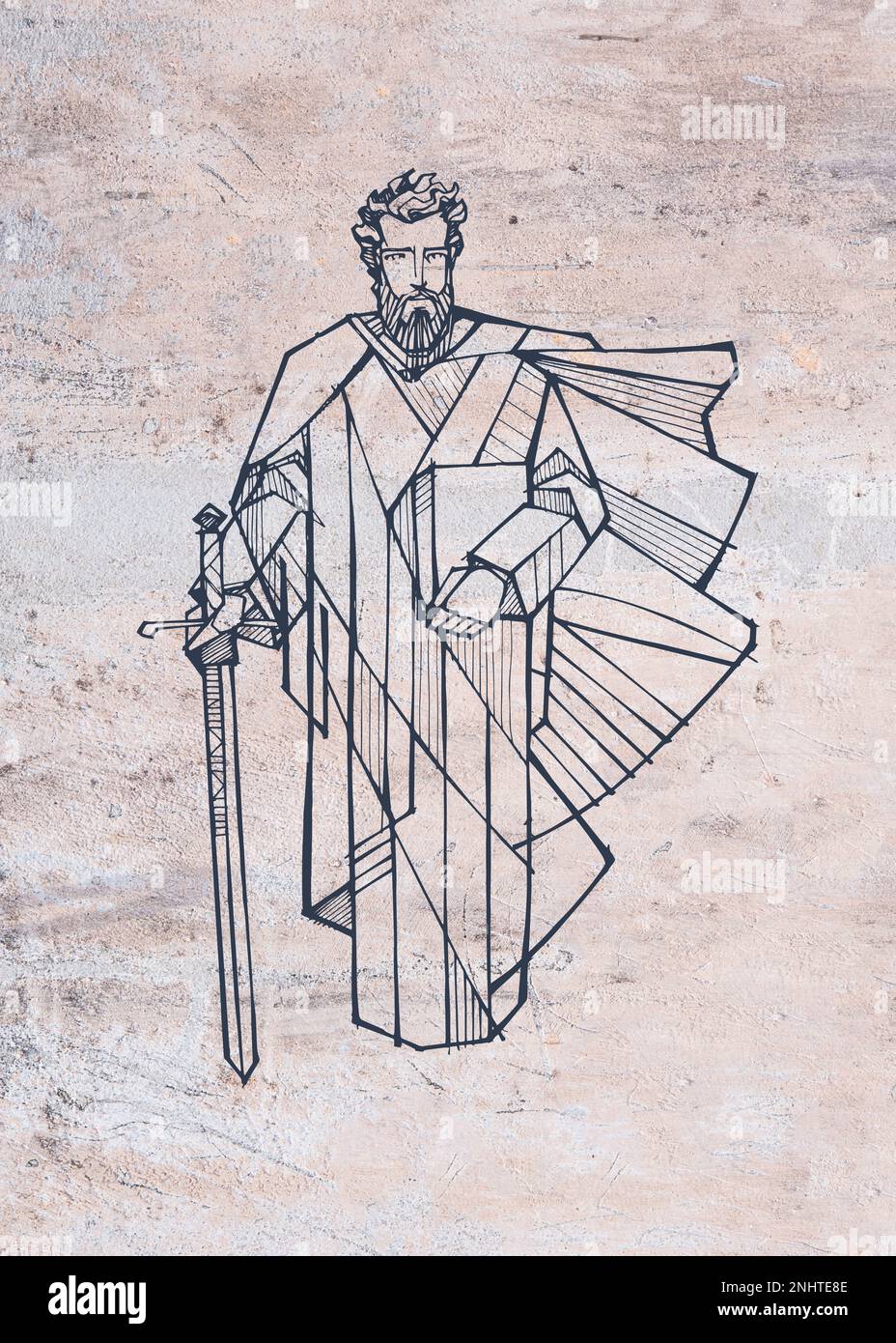 Hand drawn illustration or drawing of Saint Paul Stock Photo - Alamy