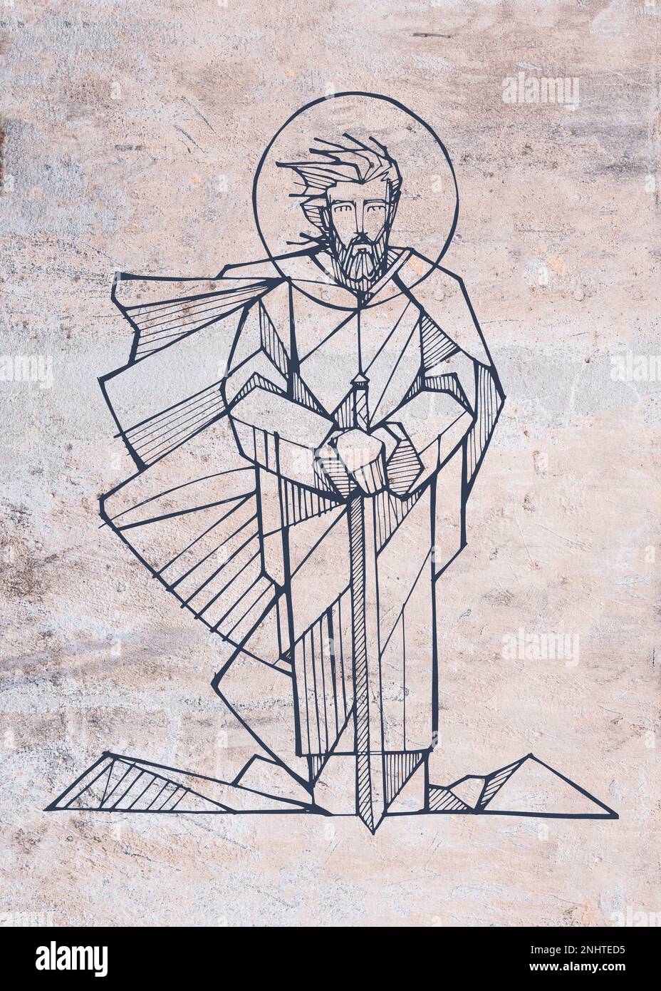 Hand drawn illustration or drawing of Saint Paul Stock Photo - Alamy