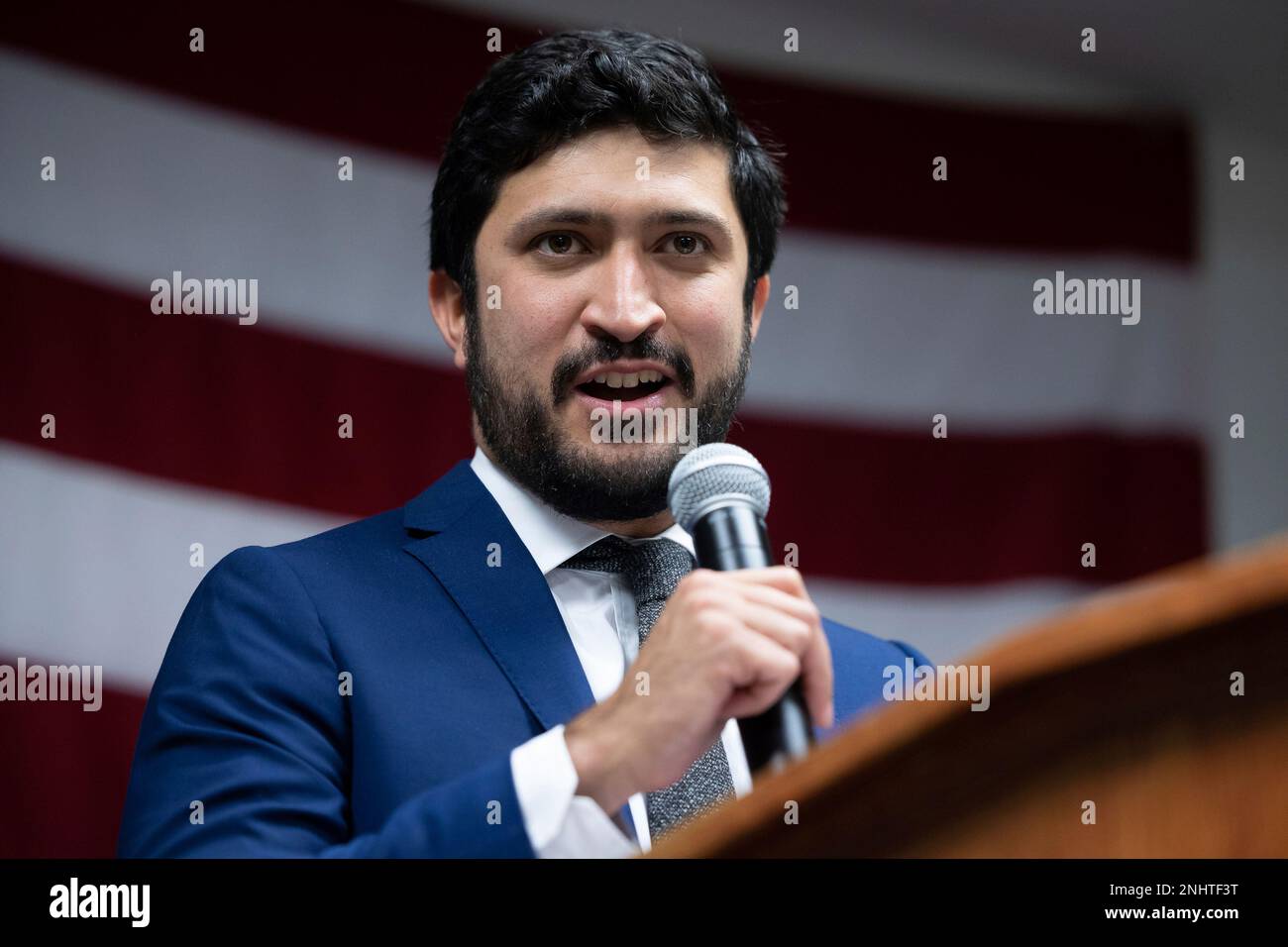 Representative-elect Greg Casar (D-Texas) speaks during a BOLD PAC ...