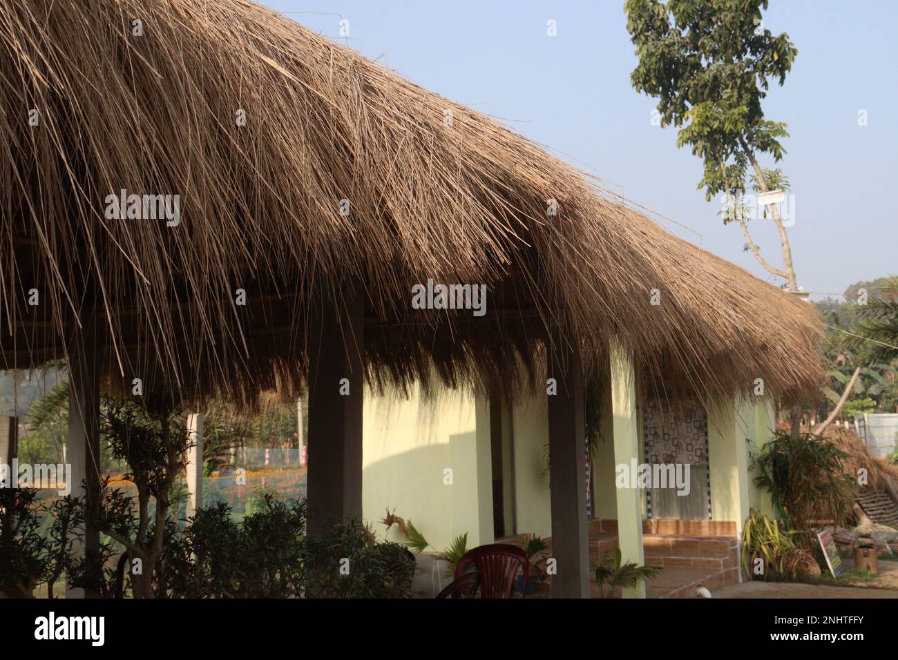 a Rattan Thatch Roof for resort on park Stock Photo - Alamy