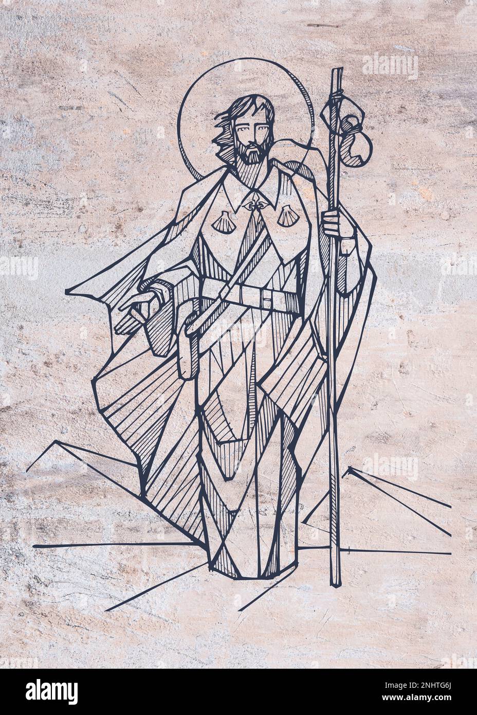 Hand drawn illustration or drawing of Saint James Stock Photo - Alamy