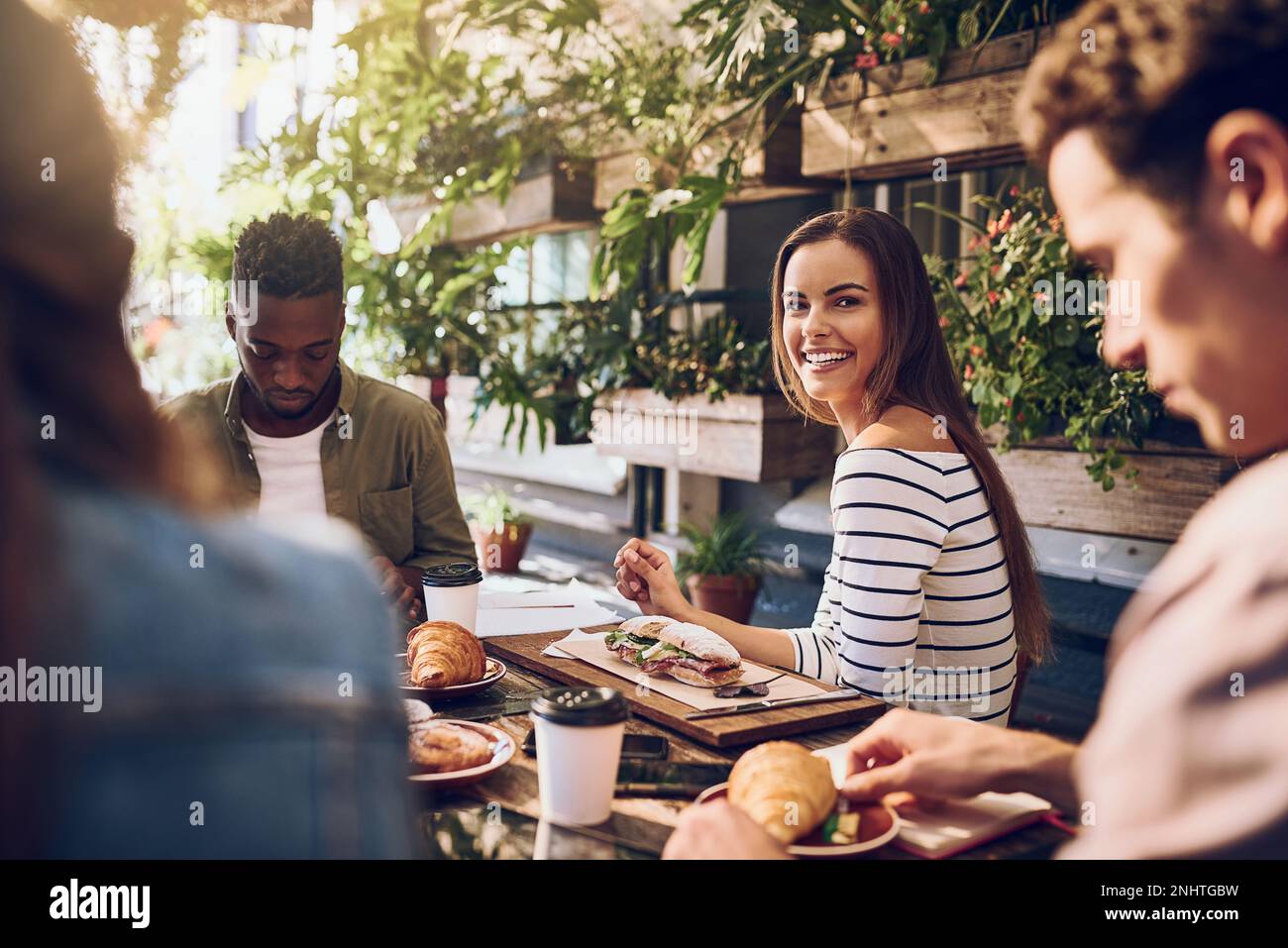 I always have a good time with my friends. a happy young woman out for ...