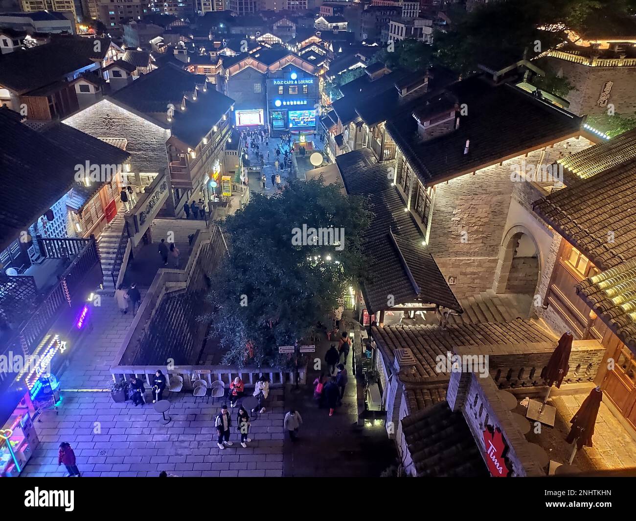 The night view of Shibati Traditional Scenic Area in Yuzhong District ...