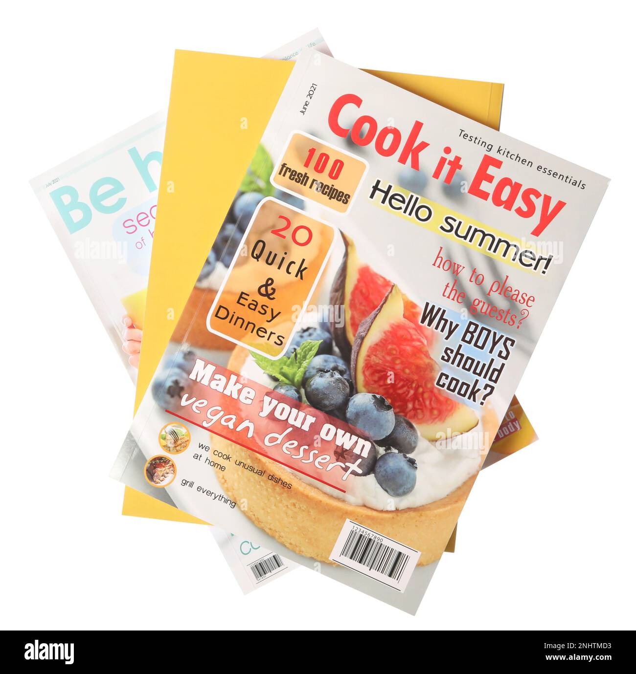 Stack of different magazines on white background, top view Stock Photo ...