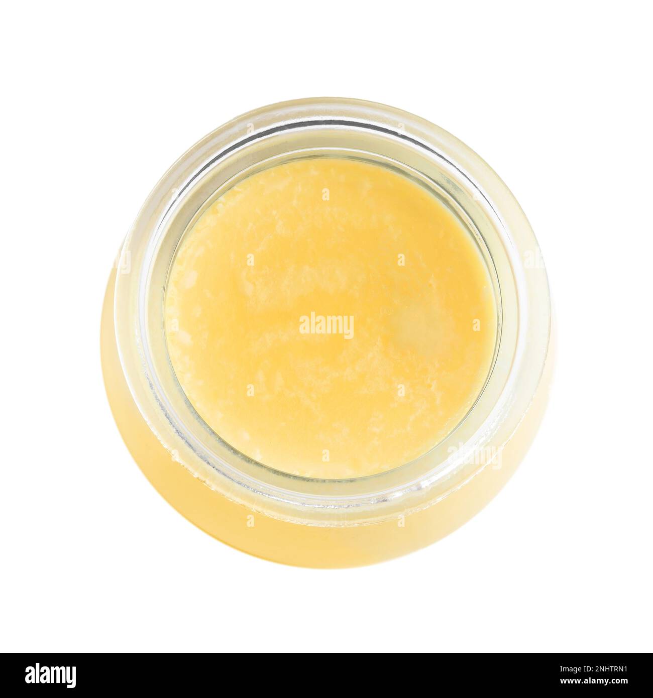 Glass jar of Ghee butter isolated on white, top view Stock Photo - Alamy