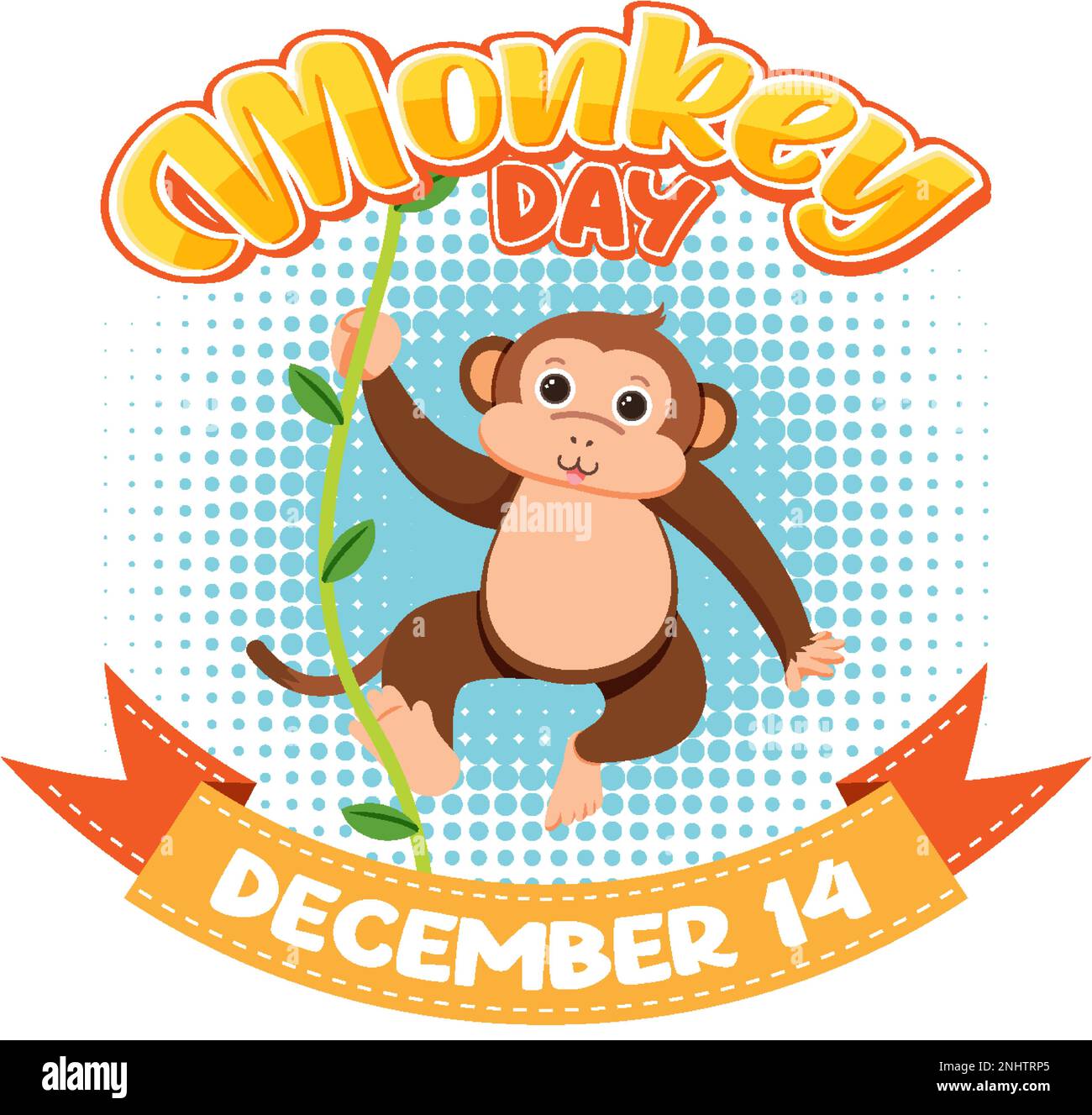 Monkey day text for banner or poster design illustration Stock Vector ...
