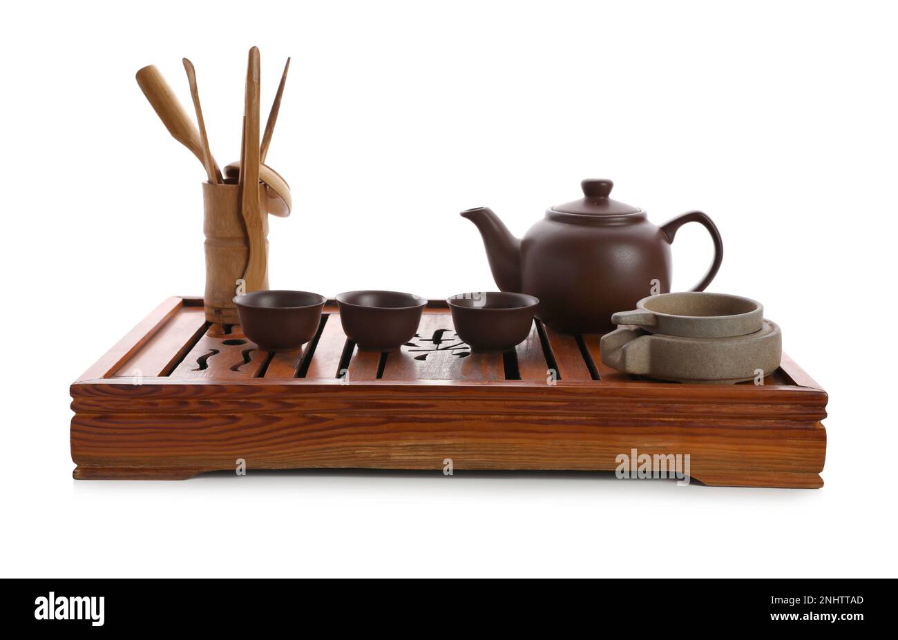 Beautiful set for traditional tea ceremony on white background Stock ...