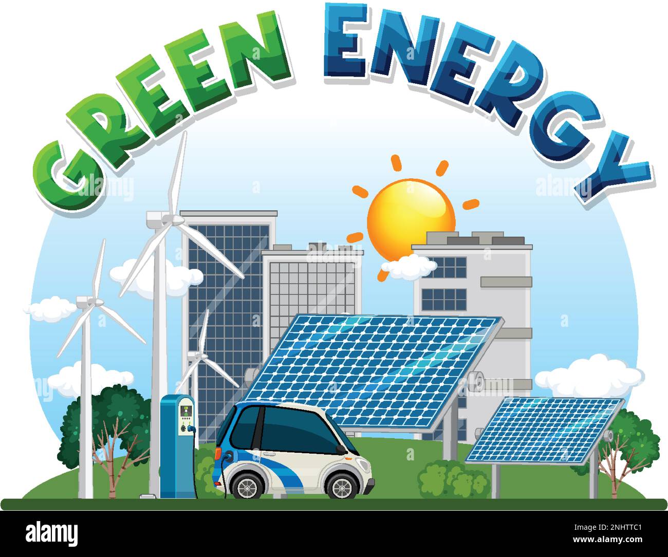 Green energy text banner design illustration Stock Vector Image & Art ...