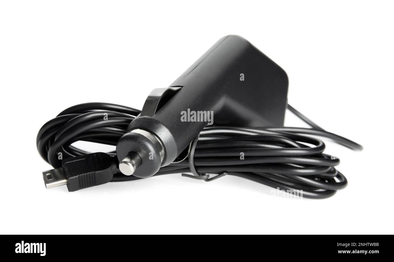 Modern car dashboard camera charger isolated on white Stock Photo - Alamy